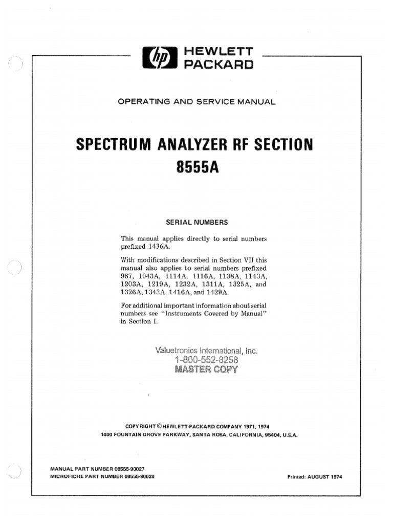 HP 8555A Operation | PDF