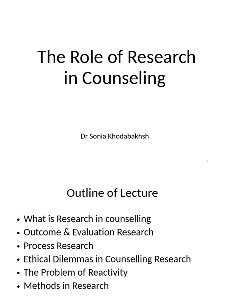 12 The Role of Research in Counselling - Lecture | PDF | Psychotherapy ...