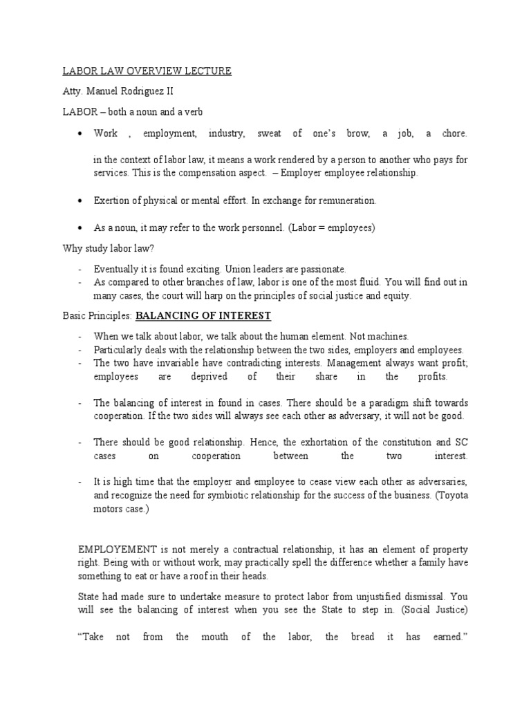 Labor Law Overview Lecture 2 | PDF | Employment | United States Labor Law