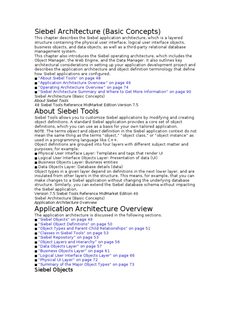 Siebel Architecture (Basic Concepts) | PDF | Object (Computer Science ...