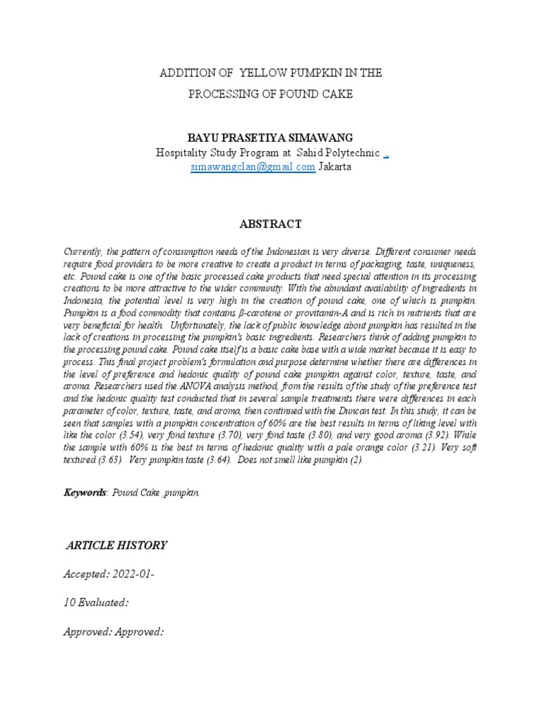 Bayu Simawang Thesis Journal English | PDF | Foods | Cakes