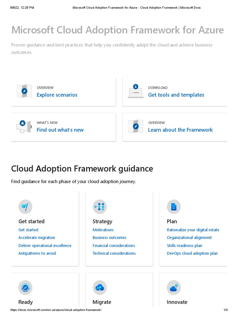 Microsoft Cloud Adoption Framework For Azure - Cloud Adoption Framework ...