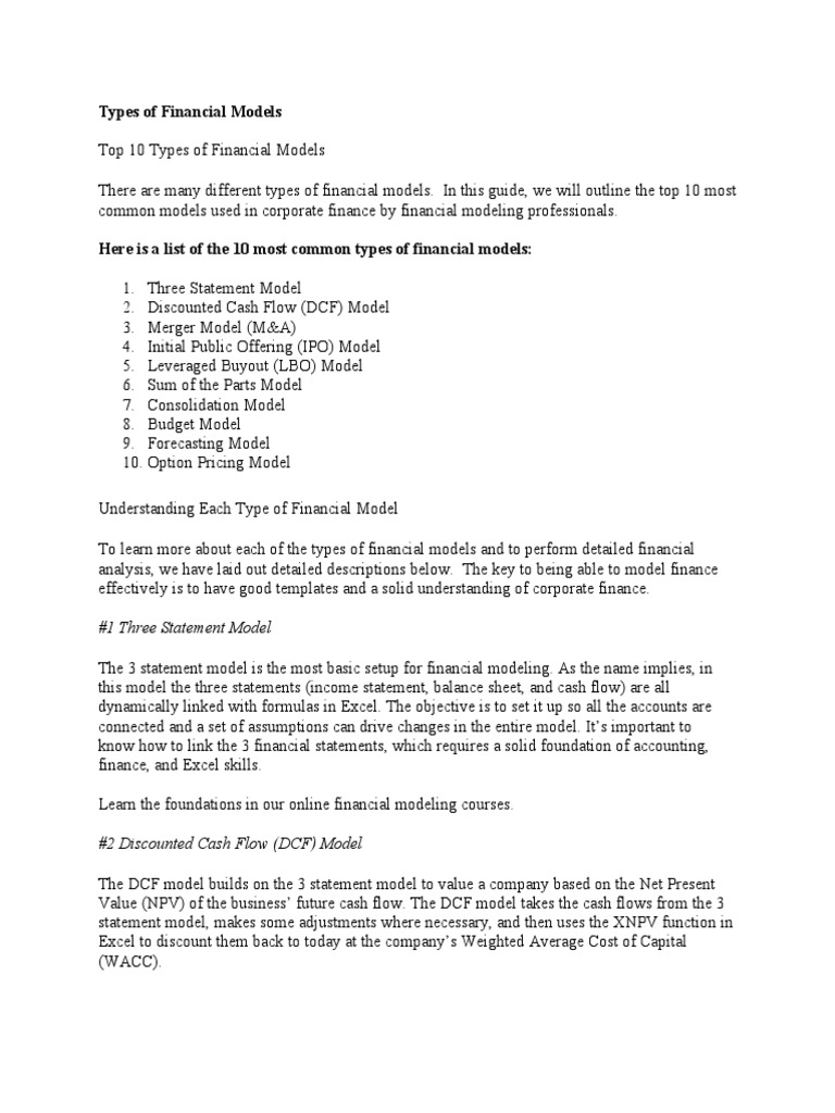 ABM 101 All Types of Financial Models | PDF | Discounted Cash Flow ...