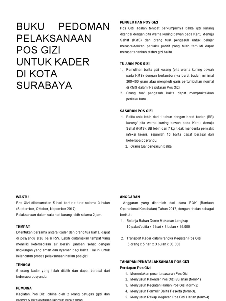 Pedoman Pelaksanaan Pos Gizi | PDF