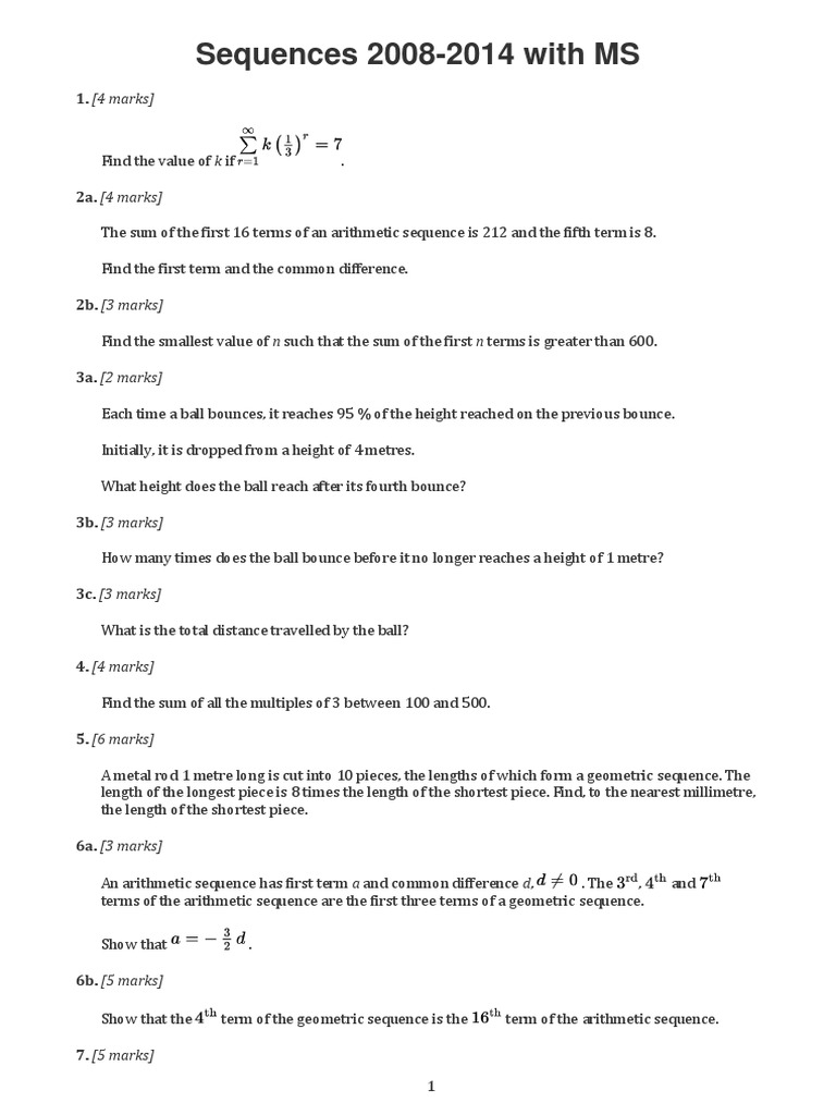 IB Sequences | PDF | Summation | Sequence