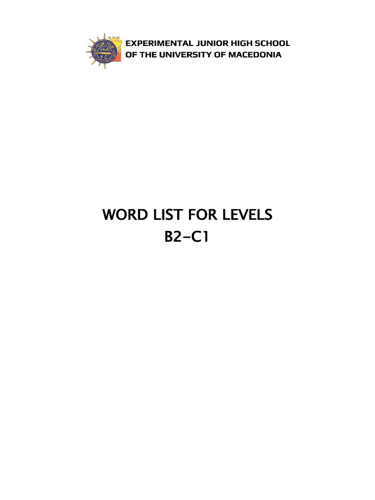 Level B2-C1 Word List | PDF | Verb | Adverb