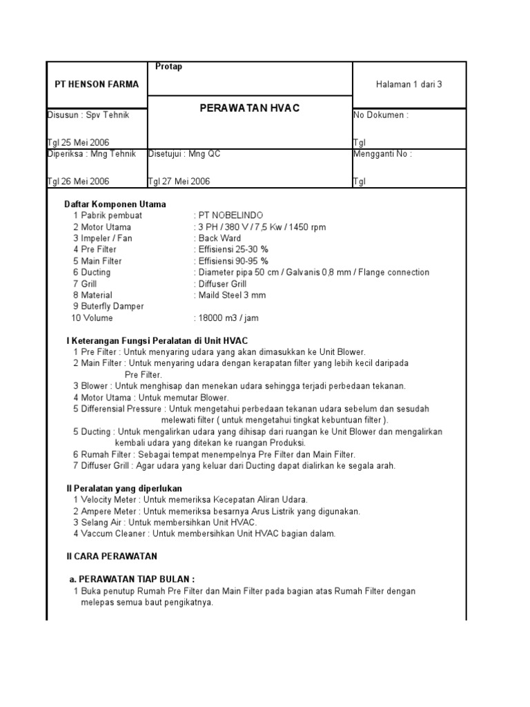 Protap Perawatan HVAC | PDF