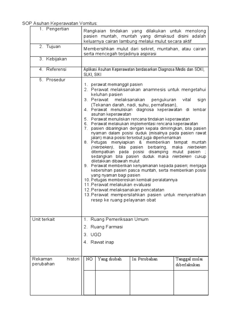 SOP Vomitus | PDF | Sains & Matematika