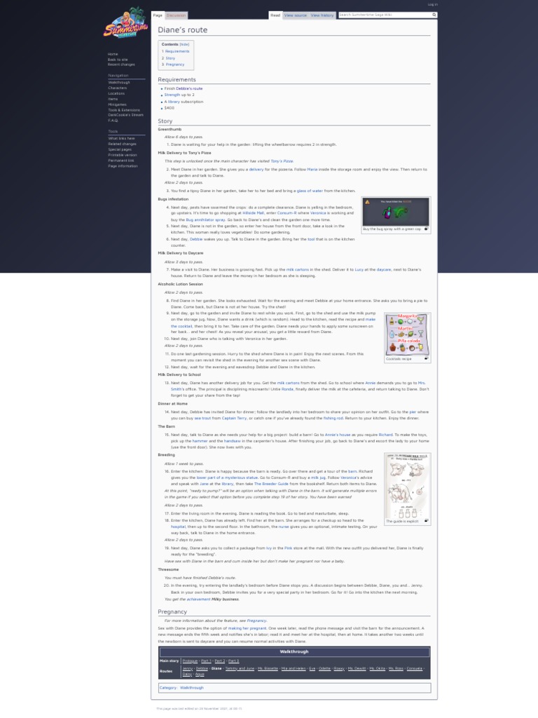 Diane's Route - Summertime Saga Wiki | PDF