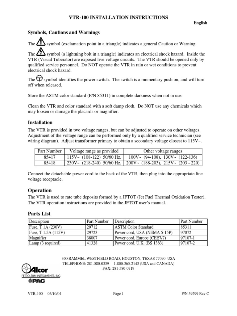 Vtr-100 Installation Instructions | PDF | Mains Electricity | Switch