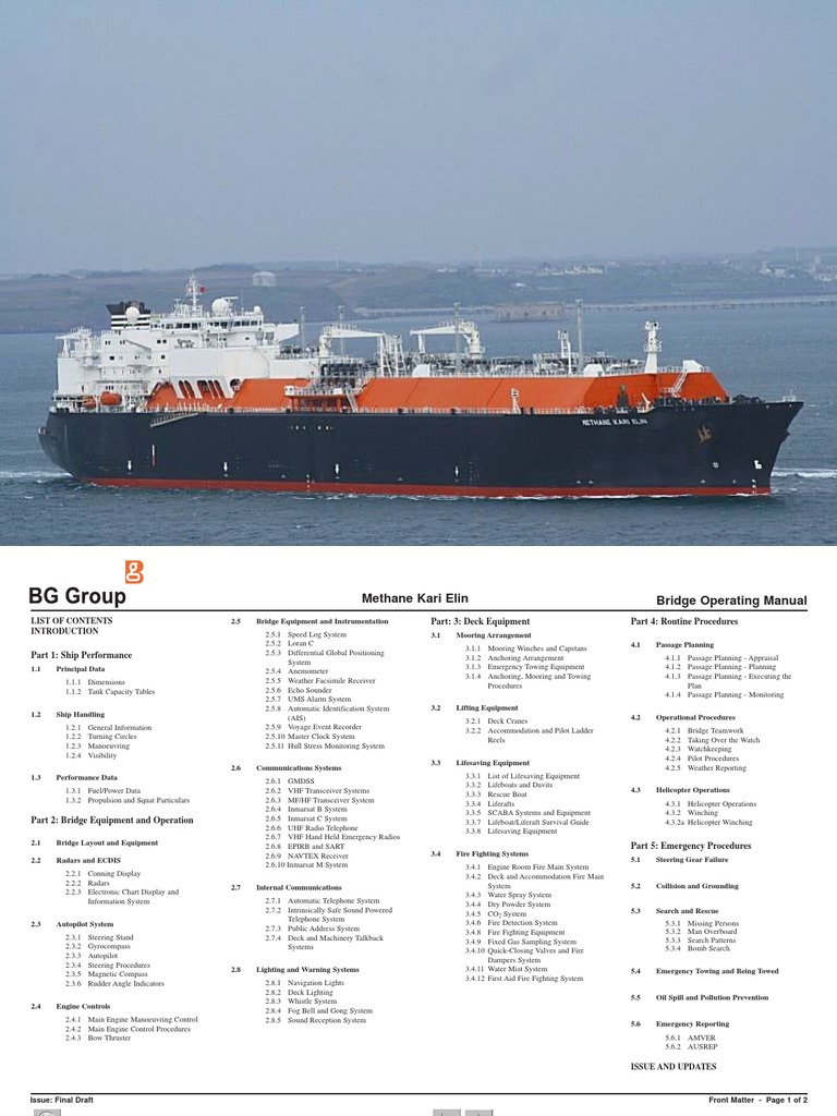 LNGC Methane Kari Elin - Imo 9256793 - Bridge Operating Manual - 2005 ...
