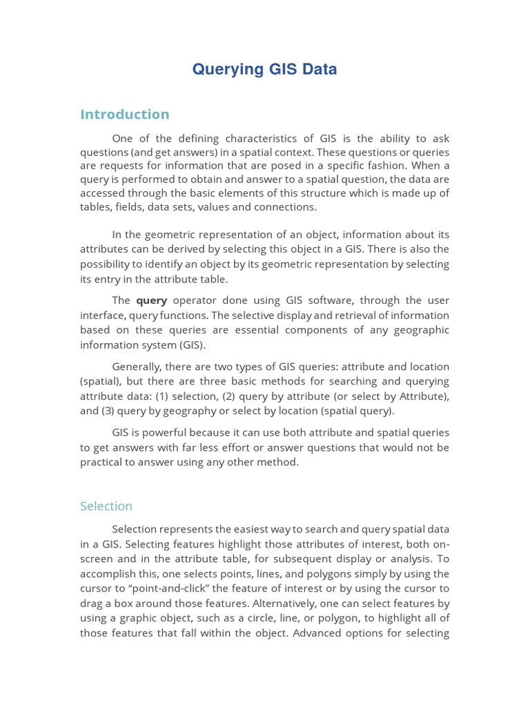 CH 4-Querying Gis Data | PDF | Geographic Information System ...