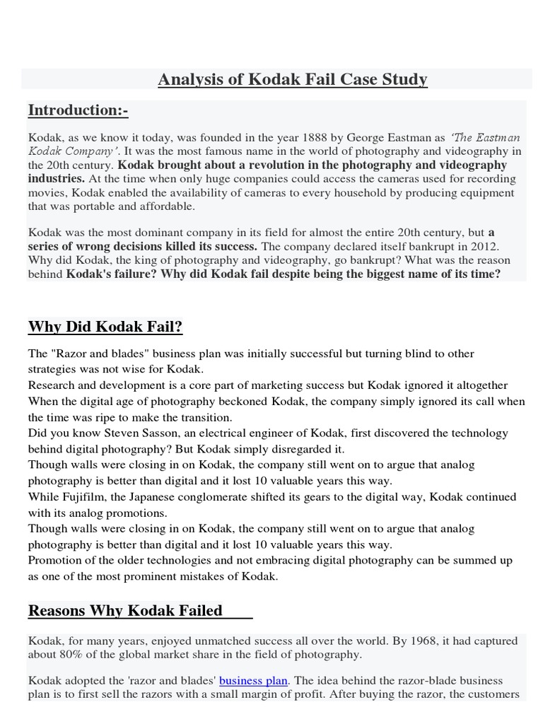 Analysis of Kodak Fail Case Study | PDF | Fujifilm | Camera