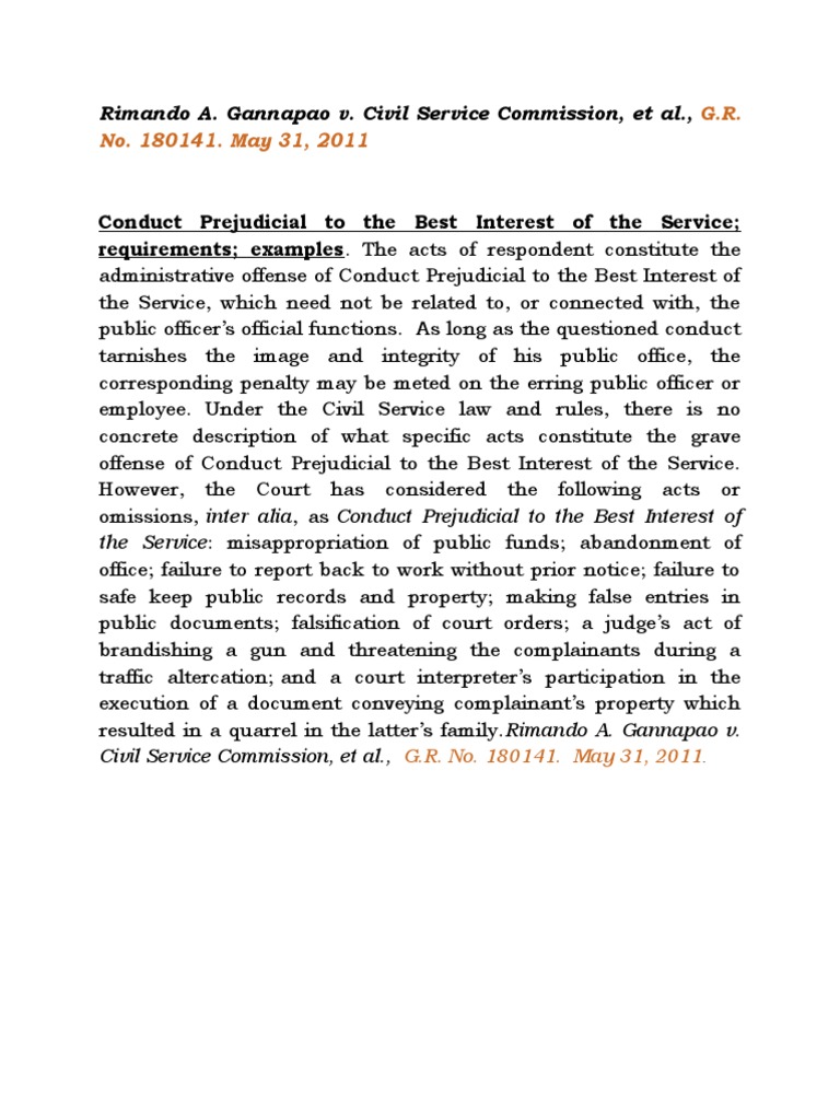 Conduct Prejudicial To The Best Interest of Service | PDF | Social Science