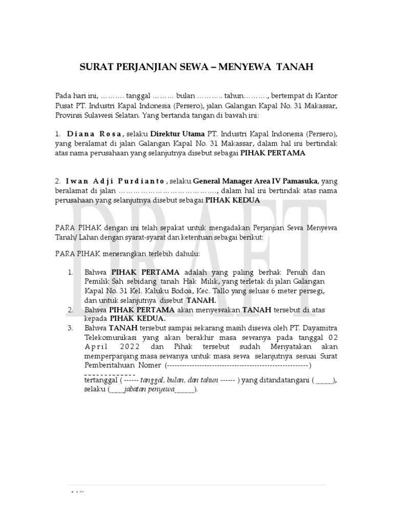 Contoh-Surat-Perjanjian-Sewa-Menyewa-Tanah IKI | PDF