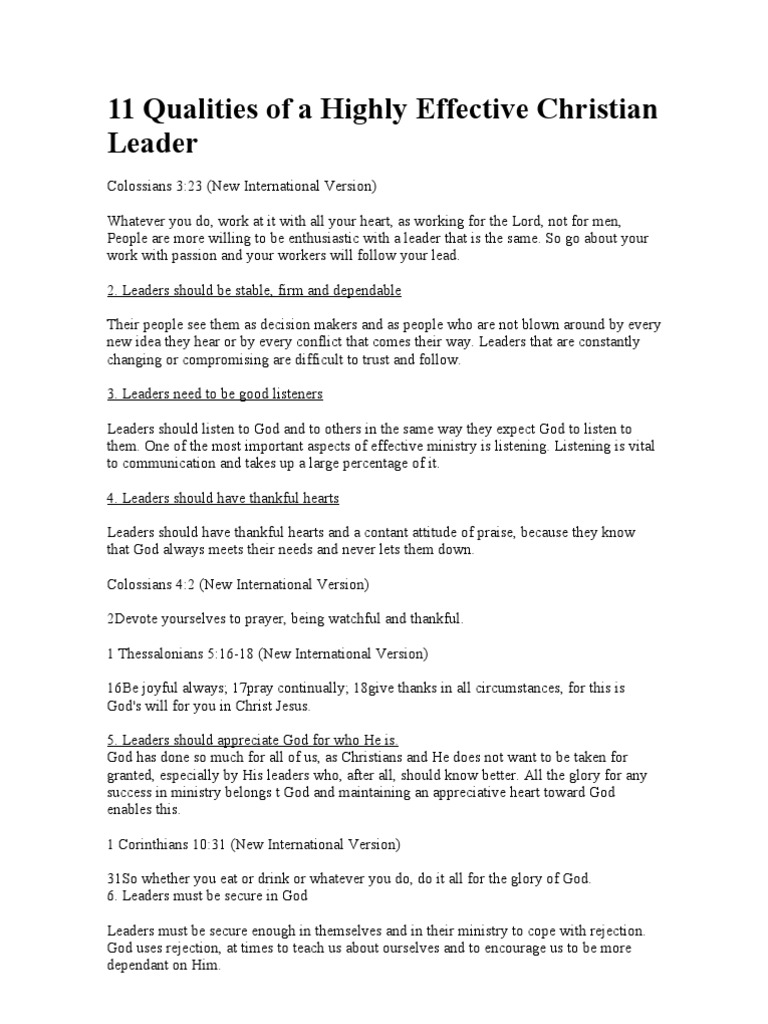Essential Qualities of Christian Leaders | PDF | Forgiveness ...