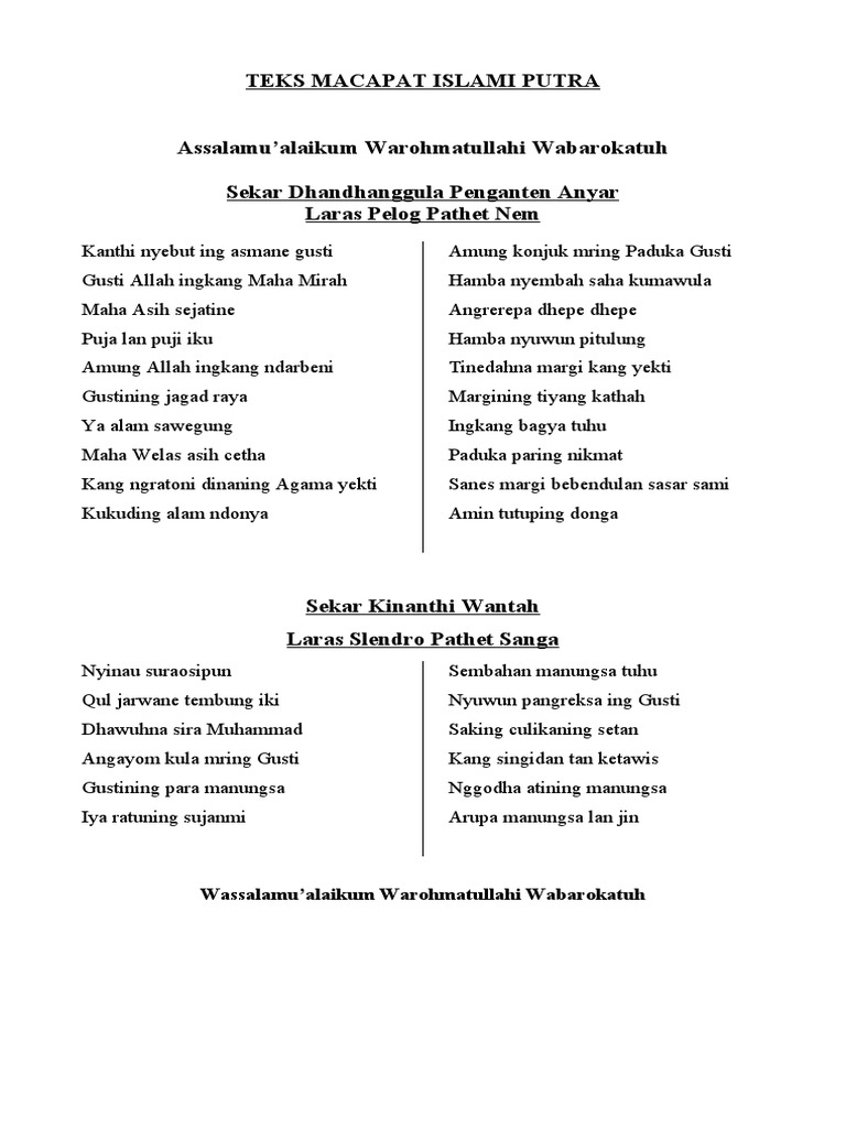 Teks Macapat Islami | PDF