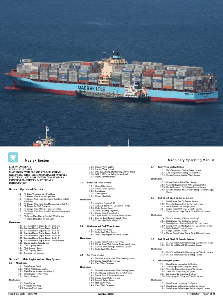 Container Ship Maersk Boston - IMO 9313905 - Machinery Operating Manual ...