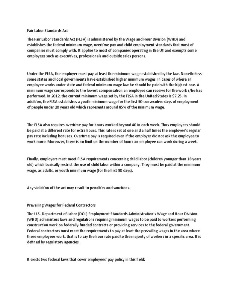 Fair Labor Standards Act | PDF | Career & Growth | Finance & Money ...