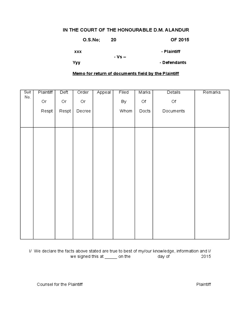 Return of Documents Memo Format | PDF
