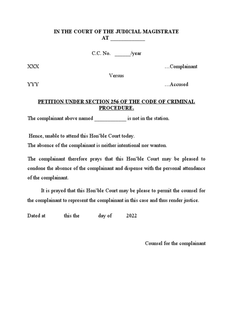 Section 256 CRPC Petition | PDF