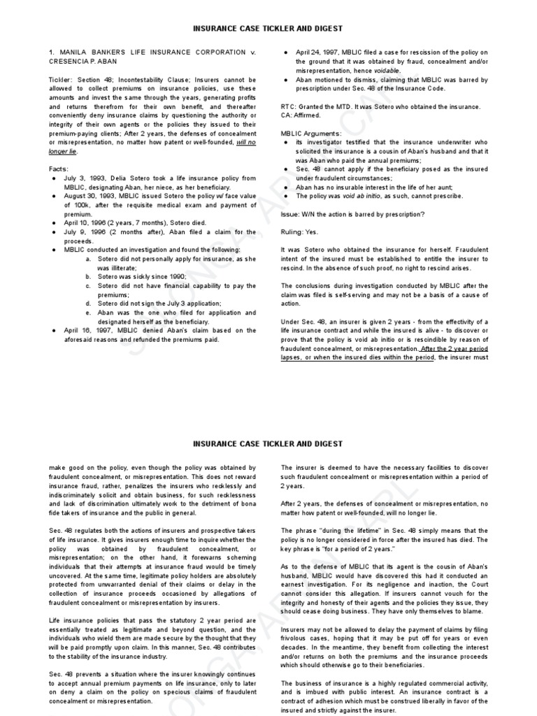Insu Case Tickler and Digest | PDF | Insurance | Life Insurance