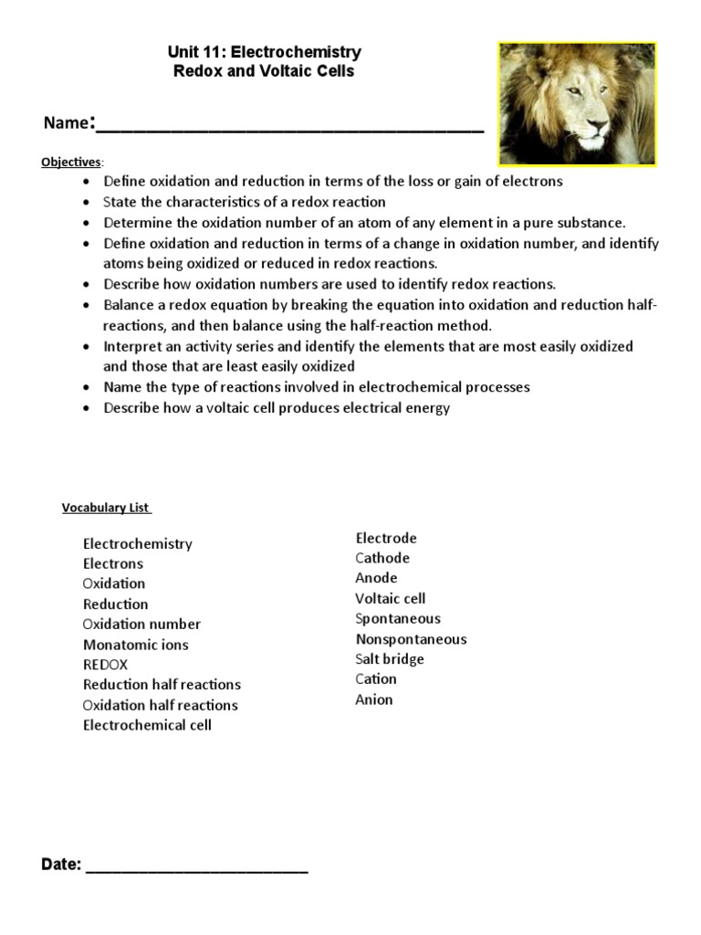 Unit 11 - Redox and Electrochem Notes | PDF | Redox | Electrochemistry