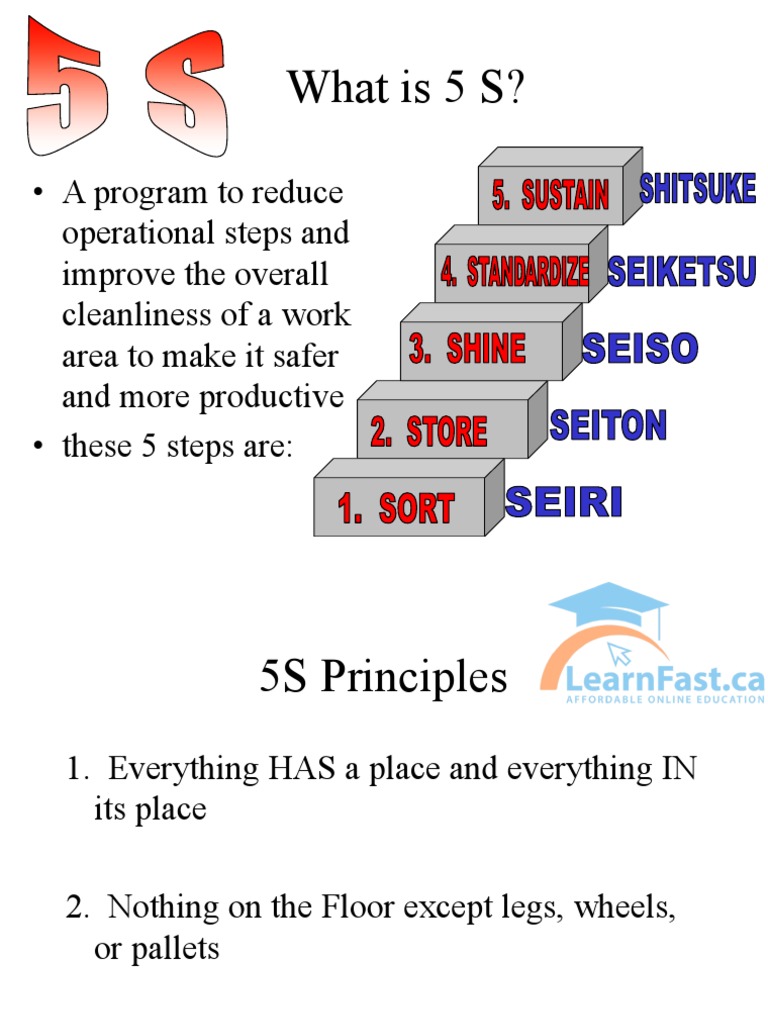 Understanding 5S: Steps to Workplace Order | PDF | Technology & Engineering