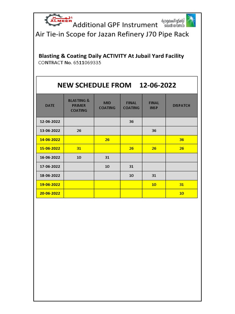 Additional GPF Instrument Air Tie-In Scope For Jazan Refinery J70 Pipe ...