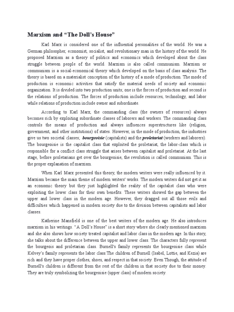 Marxism and "The Doll's House" | PDF | Marxism | Communism