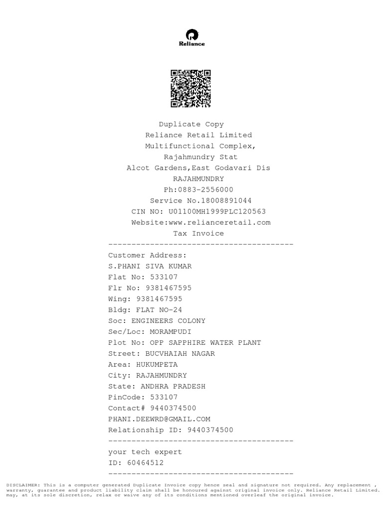 Duplicate tech invoice for Samsung TV, speakers | PDF | Economies ...