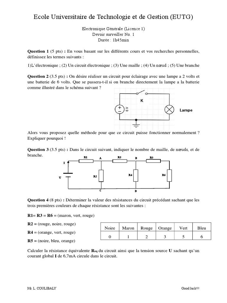 Devoir Electronique | PDF | Sciences et mathématiques