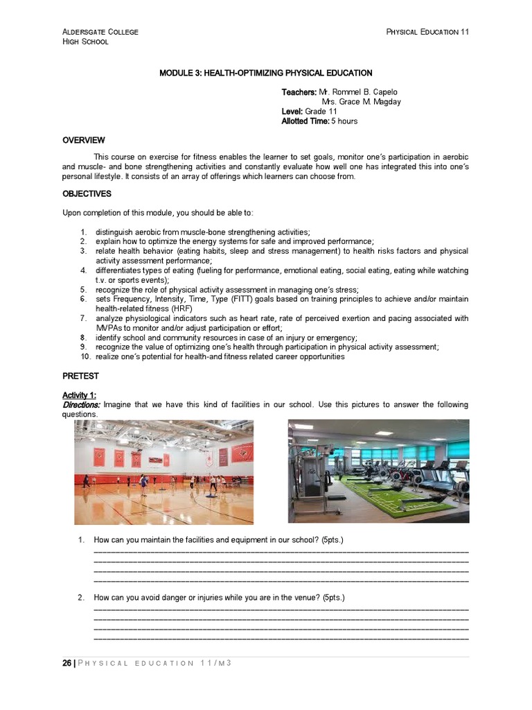 Module 3 - Health-Optimizing Physical Education | PDF | Adenosine ...