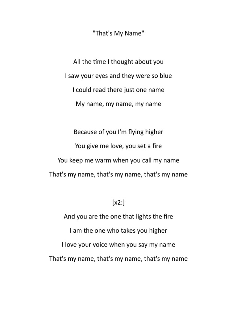 That's My Name Lyrics | PDF | Poetry