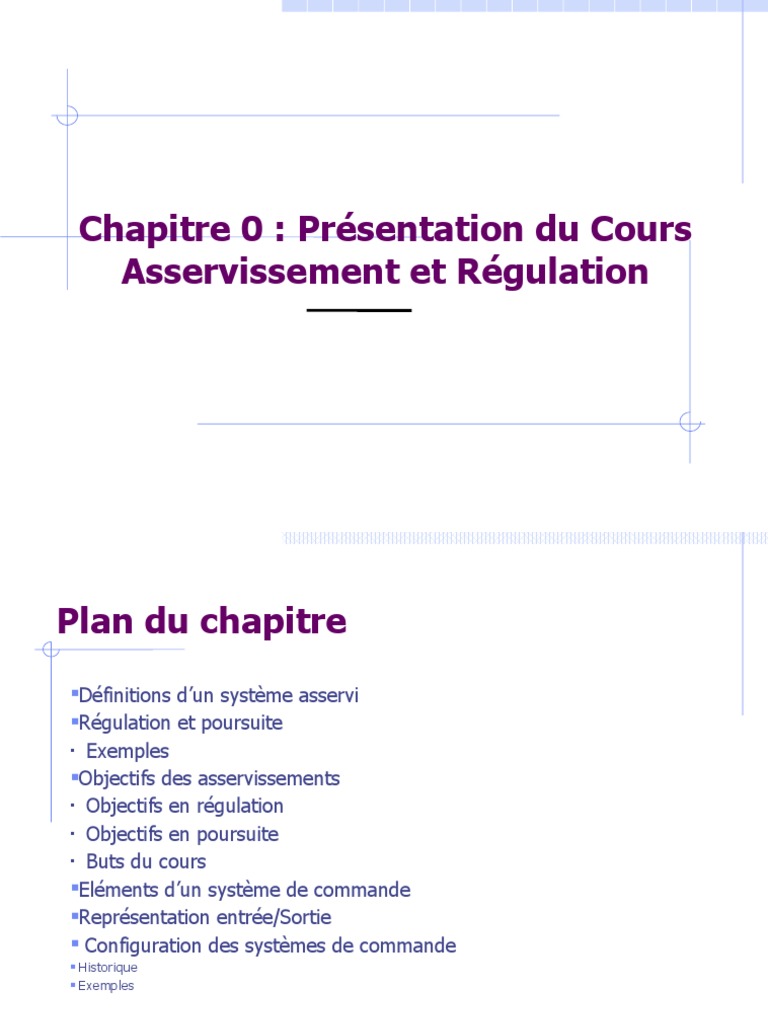 Chap0 Asservissement | PDF | Automatisation | Radar