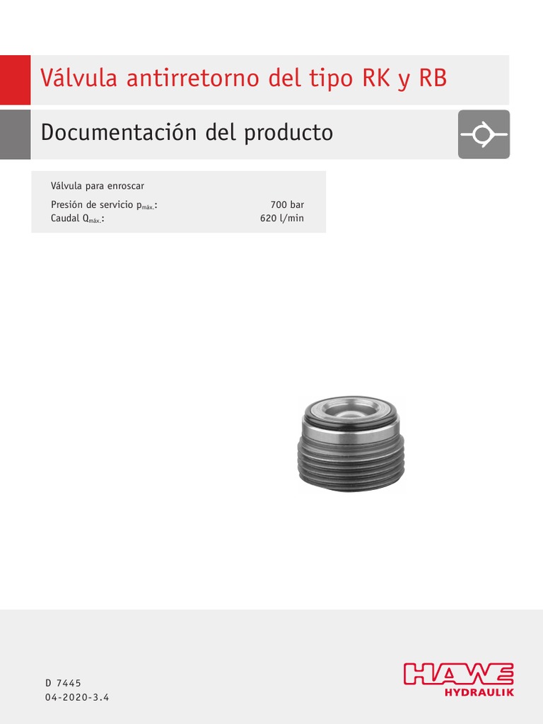 D7445-Es Editado (Valvula Antiretorno HAWE) | PDF | Hidráulica | Ingeniería mecánica