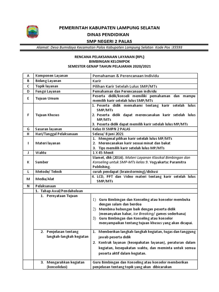 RPL Bimbingan Kelompok 2 | PDF | Karier & Perkembangan | Seni