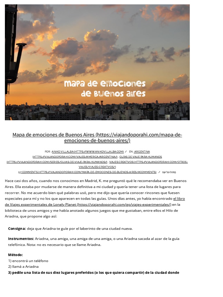 Un mapa de emociones por Buenos Aires: diez lugares especiales en la ciudad y los recuerdos que ...