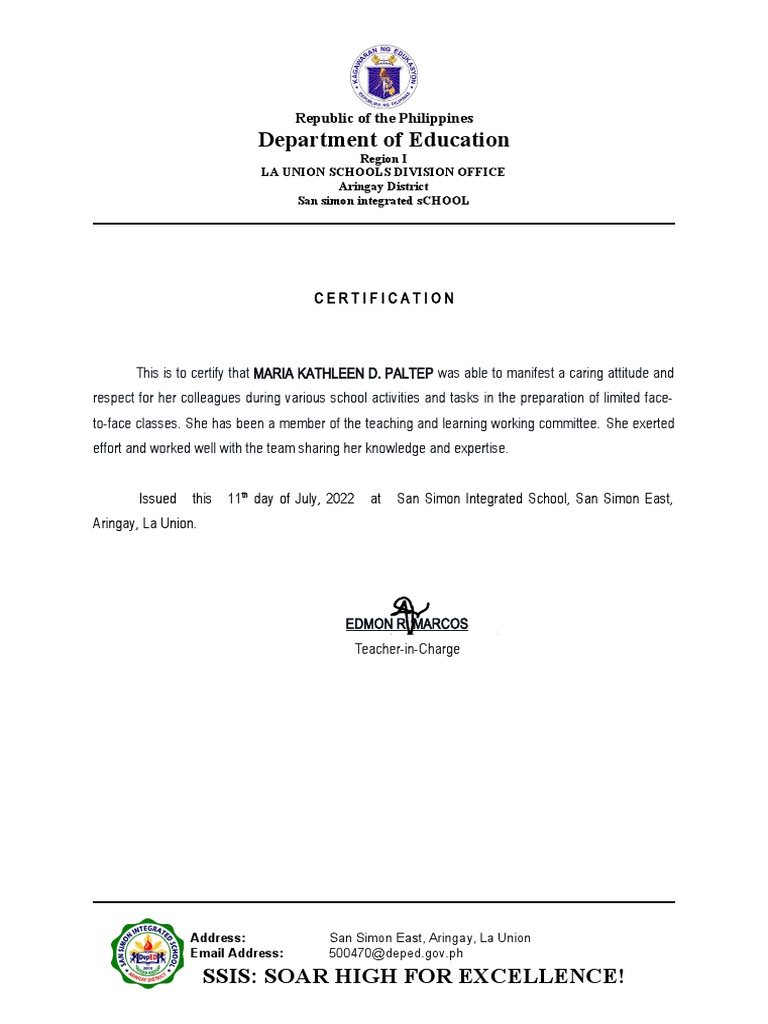 Department of Education: Certification | PDF | Teachers | Teaching