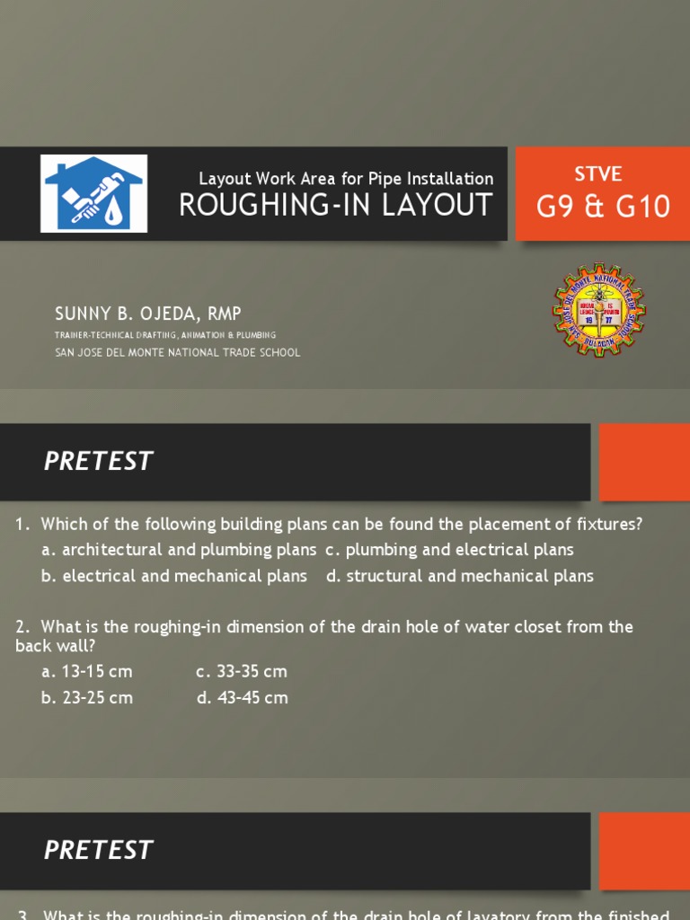 Roughing-In Layout G9 & G10: Layout Work Area For Pipe Installation ...