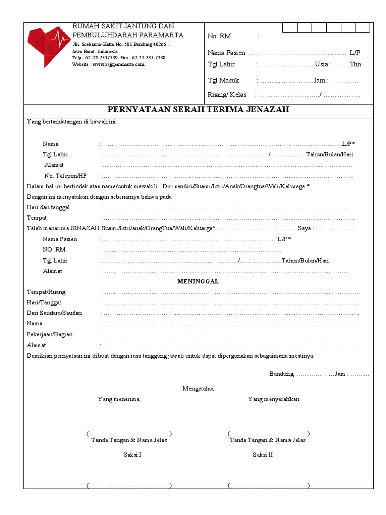 Form Serah Terima Jenazah | PDF