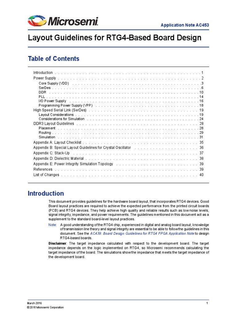 Layout Guidelines For RTG4-Based Board Design: Application Note AC453 | PDF | Capacitor ...
