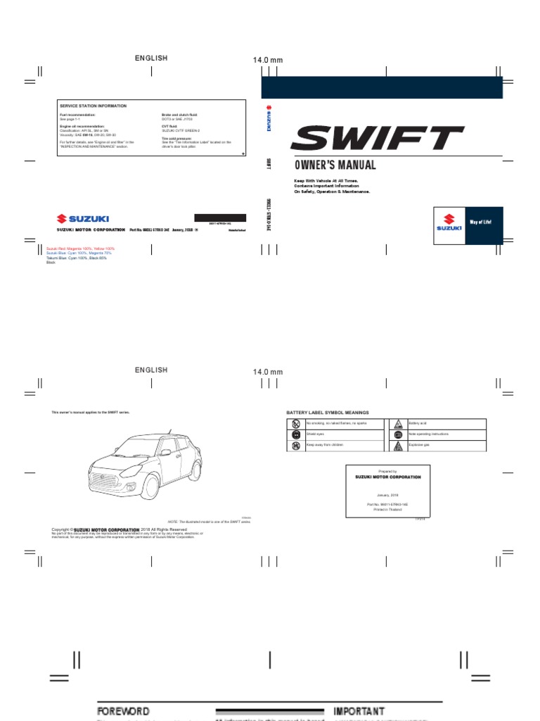 3rd Gen Swift Manual-En | PDF | Gasoline | Motor Oil