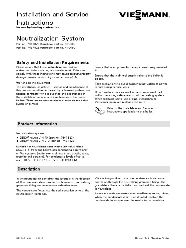 Installation and Service Instructions Neutralization System | PDF ...