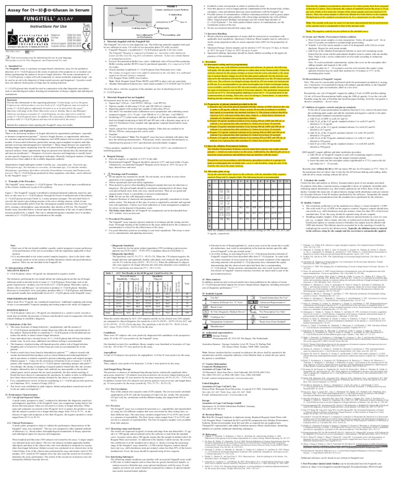 Fungitell Insert | PDF | Sensitivity And Specificity | Infection