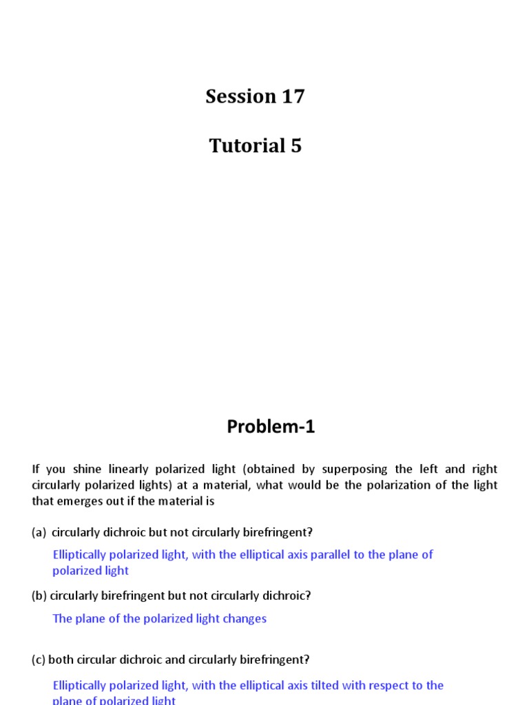 BT301 Tutorial 5 Solutions | PDF | Polarization (Waves) | Molecules
