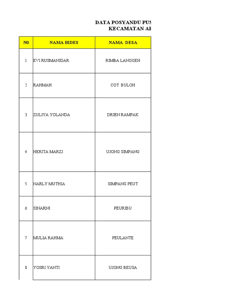 Data Kader Posyandu | PDF