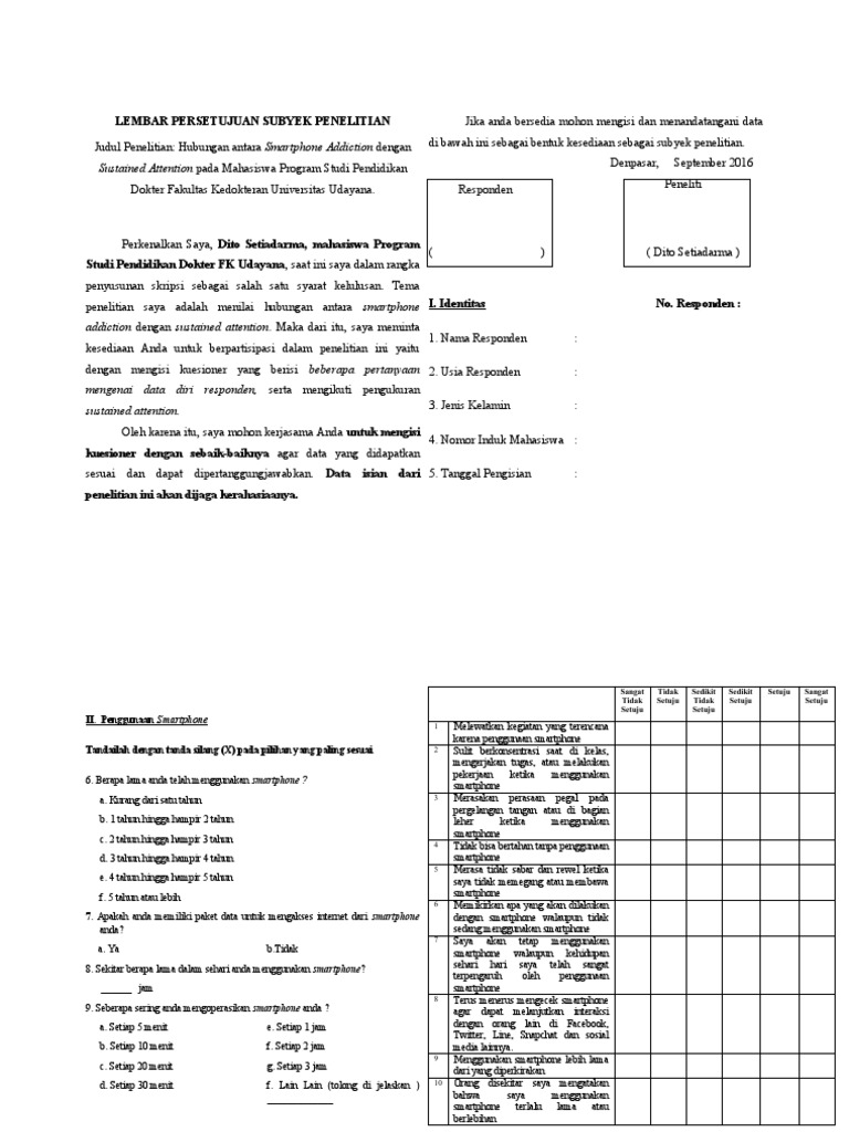 Kuisioner SAS-SV Dito | PDF