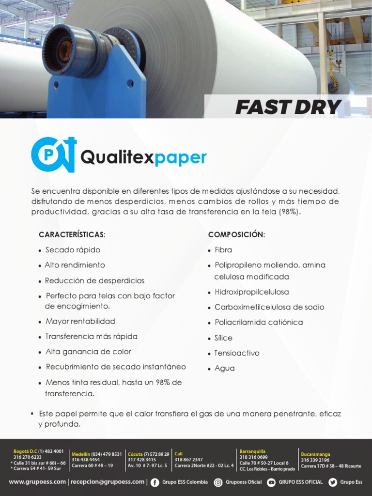 Fast Dry Qualitex Paper - Grupo ESS | PDF | Sustancias químicas | Química