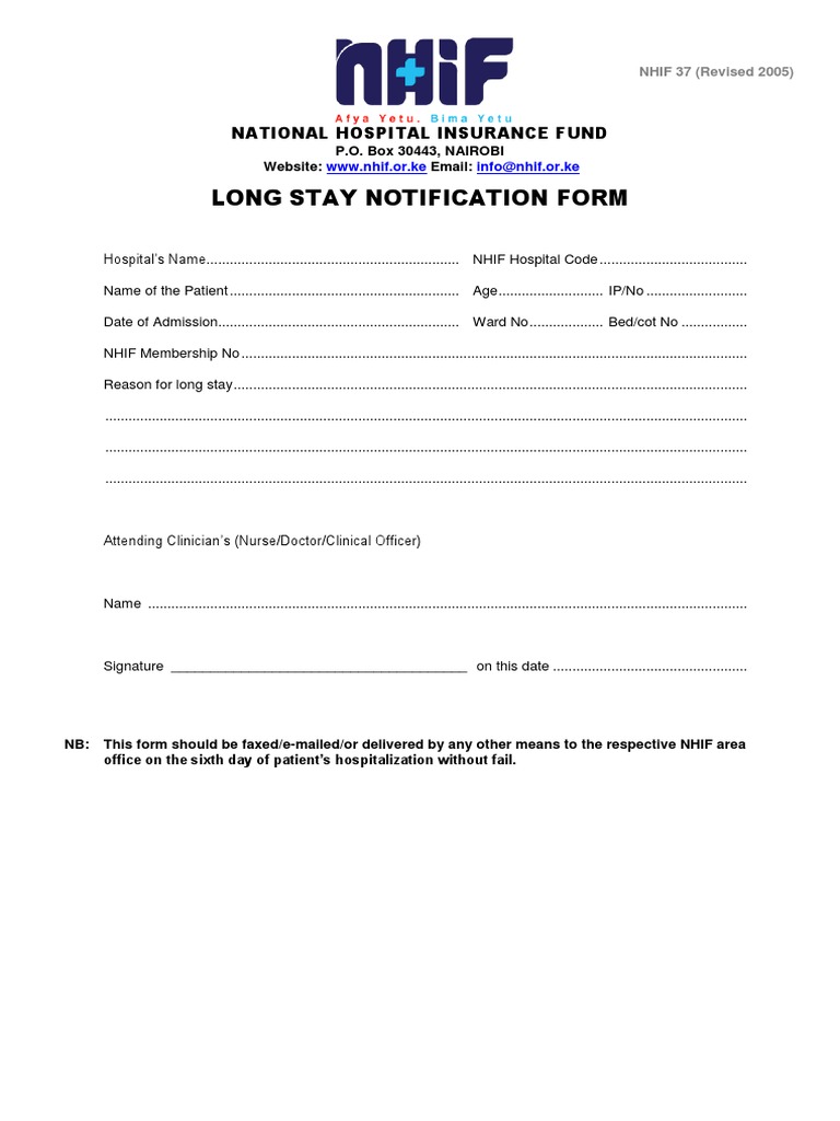 Nhif Long Stay Notification | PDF | Self-Improvement | Wellness